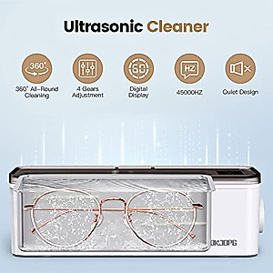 HDKJDPG Best Jewelry Ultrasonic Cleaner Mini Portable 𝟰𝟱𝟬𝟬𝟬𝗛𝗭 𝟯𝟲𝟬° for Ring Glasses with Digital 𝟰𝟱𝟬𝗠𝗟