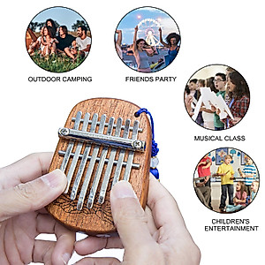GECKO Mini Kalimba Thumb Piano Portable Flat Board Kalimba 8 keys Mahogany Wood Handmade Mbira Finger Piano, Musical Instrument with Instruction and Tune Hammer Gift for Kids Adult Beginners (8 keys)