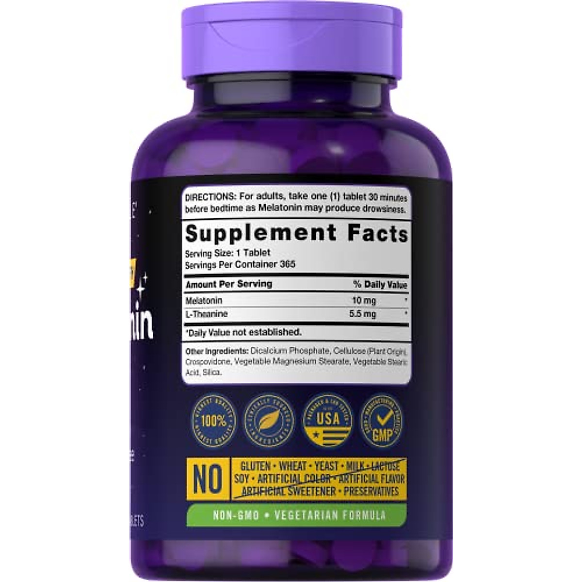 Melatonin 10mg | 365 Tablets | Drug Free Aid for Adults | Vegetarian, Non-GMO, Gluten Free Supplement | by Carlyle