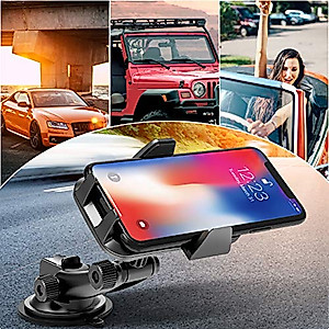 AIKELA Car Phone Mount, 3 in 1 Cell Phone Holder for Car Dashboard Windshield Air Vent with Washable Strong Sticky Gel Suction Pad, One-Click Release Button, Compatible with iPhone, Samsung, LG, Moto