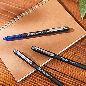 SHARPIE Rollerball Pen, Needle Point (0.5mm) Precision Pen, Blue Ink, 12 Count
