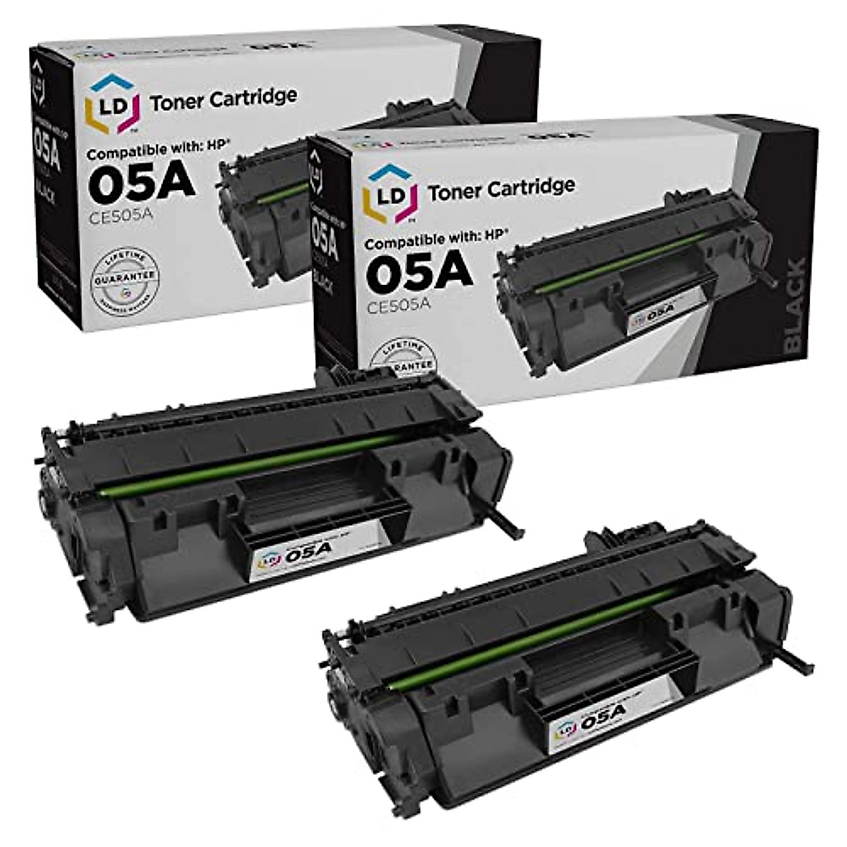 LD Compatible Toner Cartridge Replacements for HP 05A (Black, 2-Pack)
