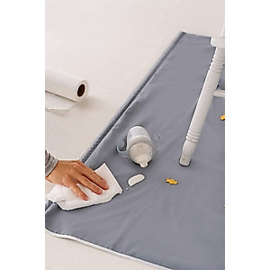 Easy Clean Up Pourable Splat Mat for Under High Chair, Waterproof Spill Mat Washable Non-Slip Floor Protector Splash Mat