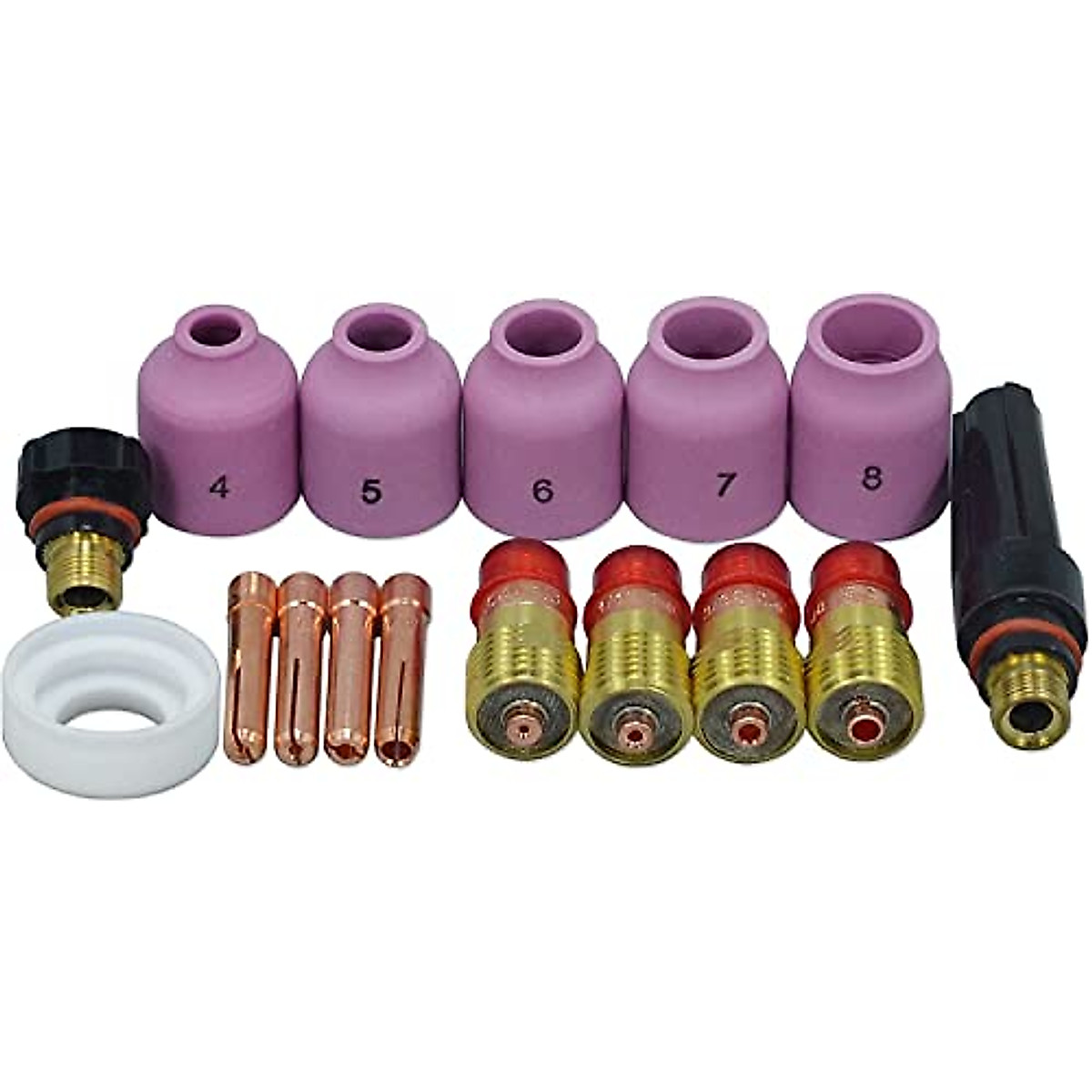 RIVERWELD TIG stubby Gas Lens 17GL332 10N24S 53N61S Kit Fit DB SR WP 17 18 26 TIG Welding Torch 16pcs