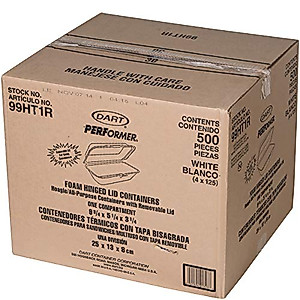 Dart 99HT1R Hoagie Perforated Foam Hinged Container, 9.75 X 5.25 in (Case of 500),White