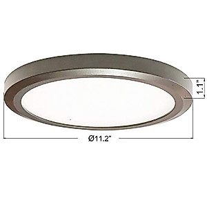 LIT-PaTH LED Flush Mount Ceiling Light Fixture, 3000/4000K/5000K Switch, CRI80+, Dimmable 11 Inch Slim Edge Light, 12.5W 875 Lumen, Aluminum Housing, 1-Pack, Bronze Finish