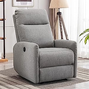 ANJHOME Classic Power Recliner Chair Comfy Reclining Chairs with Adjustable Backrest and Footrest, Heavy Duty Electric Recliners Single Sofa for Living Room (1, Grey)