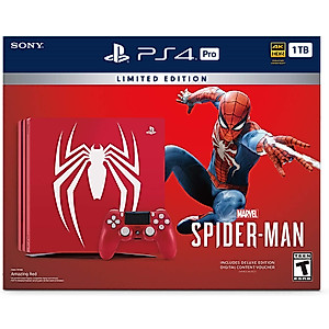 Playstation 4 Pro 1TB SSD Limited Edition Console - Marvels Spider-Man Bundle Enhanced with Fast Solid State Drive (Renewed)