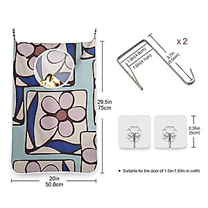 susiyo Multi-colored Abstract Flowers Hanging Laundry Hamper Bag with Free Adjustable Stainless Steel Hooks 2PCs PVC Sticky Hooks Foldable Dirty Clothes Storage Saving Space for Bathroom Bedroom Dorm