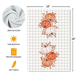 Siilues Fall Kitchen Towels 18 x 26 Inch Set of 2, Fall Hand Towels Hello Fall Decorations for Home Pumpkin Dish Towels Seasonal Thanksgiving Decorations for Home