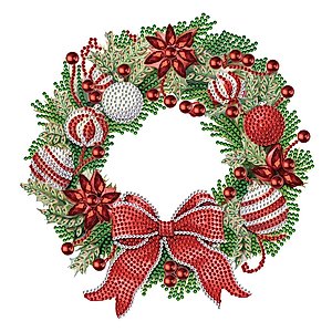 WHITELOTOUS Christmas Wreath Diamond Painting Kits, Xmas Wreath Diamond Art Kits for Adults, Garland Partial Drill Shiny Diamond Embroidery Pictures Arts Craft for Home Wall Decor Gift 30x30/12x12