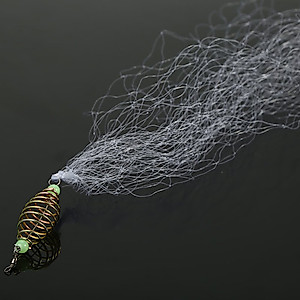 Fishing net Copper Spring,4pcs Fishing Net Trap Luminous Bead Copper Spring Shoal Netting Fishnet Tackle, Durable Copper Spring Fishing Net with Luminous Beads Accessories for Night Fishing