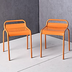 GWAREZ Set of 2 Modern Commercial Grade Chairs- Metal Stackable Bistro Kitchen Chairs-Backrest Chair for Bistro Cafe & Coffee Shop -E-Coating Rust Resistant-Low Back
