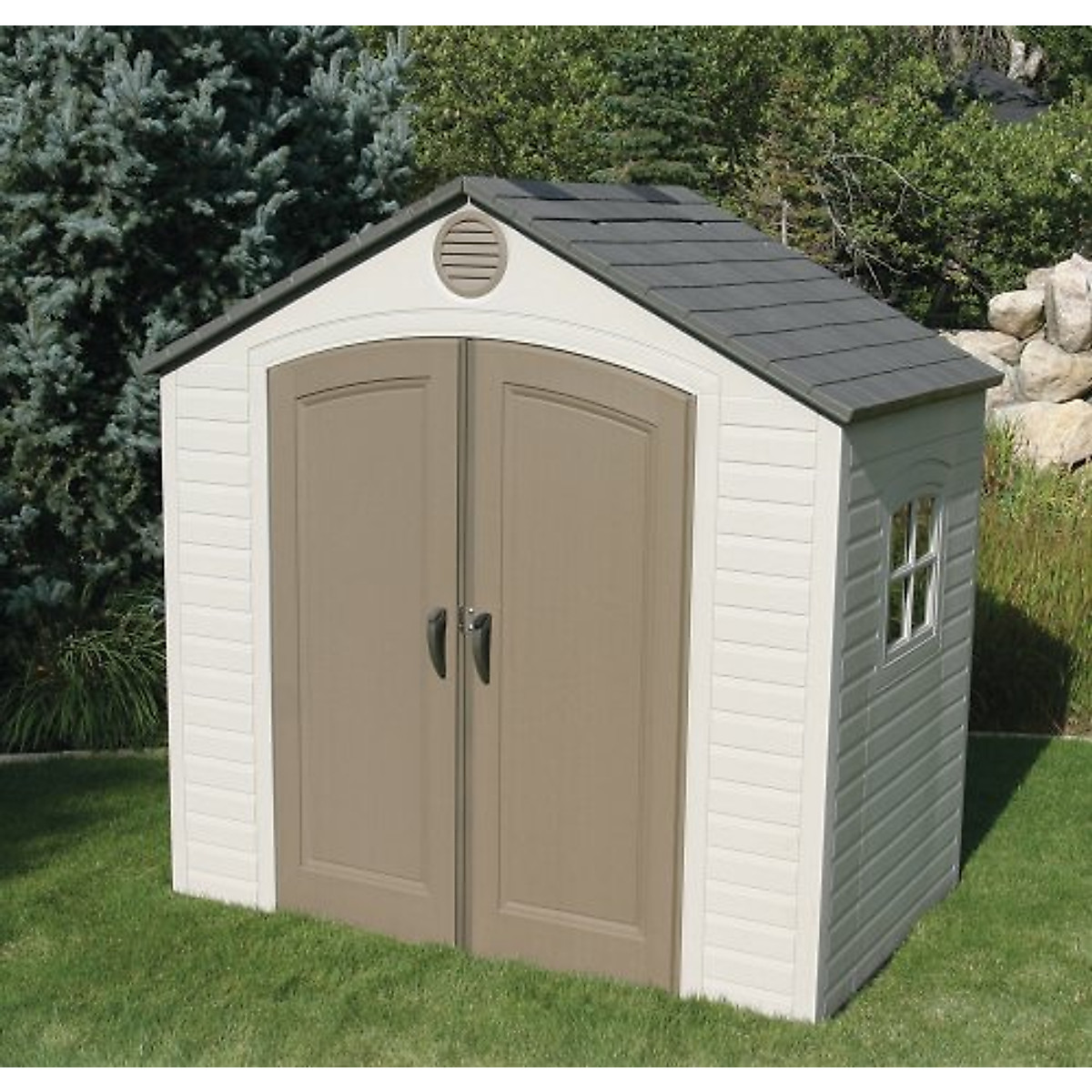 Lifetime 6406 8 X 5 Ft Outdoor Storage Shed with Window-Desert, Mixed Colors