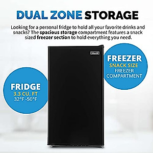 NewAir 3.3 Cu.Ft Black Mini Fridge | Adjustable Shelves and Reversible Door | Small Refrigerator,Dorm Refrigerators,Compact Refrigerator, Energy Efficient