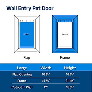 PetSafe NEVER RUST Wall Entry Pet Door - Telescoping Frame - Insulates Better than Metal Doors, Energy Efficient Cat & Dog Door - Interior & Exterior Walls, Weatherproof, Easy to Install & Clean - L