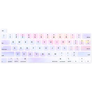 MOSISO Keyboard Cover Silicone Skin Compatible with MacBook Pro 13 inch M2 2023, 2022, 2021 2020 M1 A2338 A2289 A2251 & Compatible with MacBook Pro 16 inch 2020 2019 A2141 Touch ID, Colorful Clouds