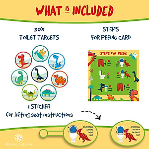 ATHENA FUTURES Potty Training Chart for Toddlers Magnetic Reuseable - Dinosaur Design and Dinosaur Potty Training Toilet Targets