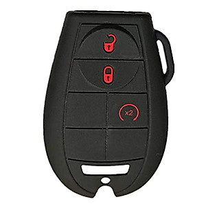 RUNZUIE Silicone Keyless Entry Remote Key Fob Cover Case Protector for Jeep Grand Cherokee Commander Dodge Challenger Charger Durango Grand Caravan Journey Magnum Ram 1500 2500 3500