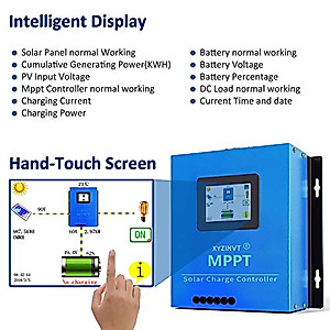 XYZ INVT MPPT Solar Charge Controller 40A Max 170V Input Volt PV Solar Panel Controller Touch Screen LCD Display 12V/24V/48V Auto Identify 36V Manual Setting (MPPT-40A)