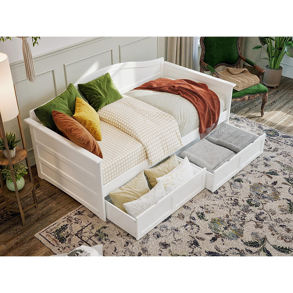 Acadia Twin Wood Daybed with Set of 2 Drawers in White