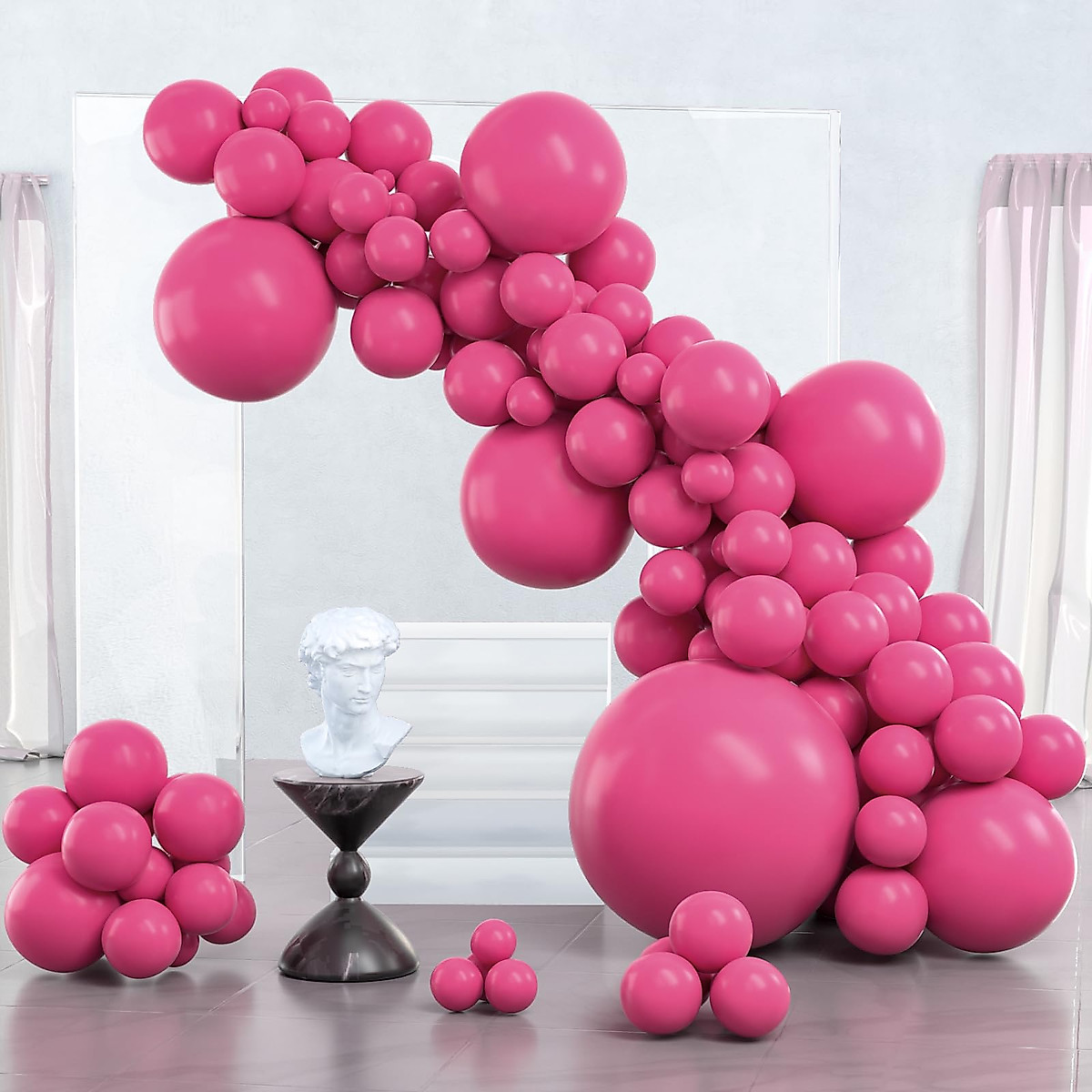PartyWoo Magenta Balloons, 127 pcs Hot Pink Balloons Different Sizes Pack of 36 Inch 18 Inch 12 Inch 10 Inch 5 Inch Dark Pink Balloons for Balloon Garland Balloon Arch as Party Decorations, Pink-Y12