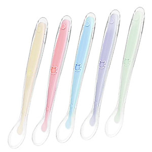 Vicloon Baby Silicone Spoons, 5 PCS Baby Silicone Soft Spoons,Best First Stage Baby Infant Spoons BPA Free, Soft Silicone Baby Training Feeding Spoons For Microwave, Dishwasher and Freezer Safe
