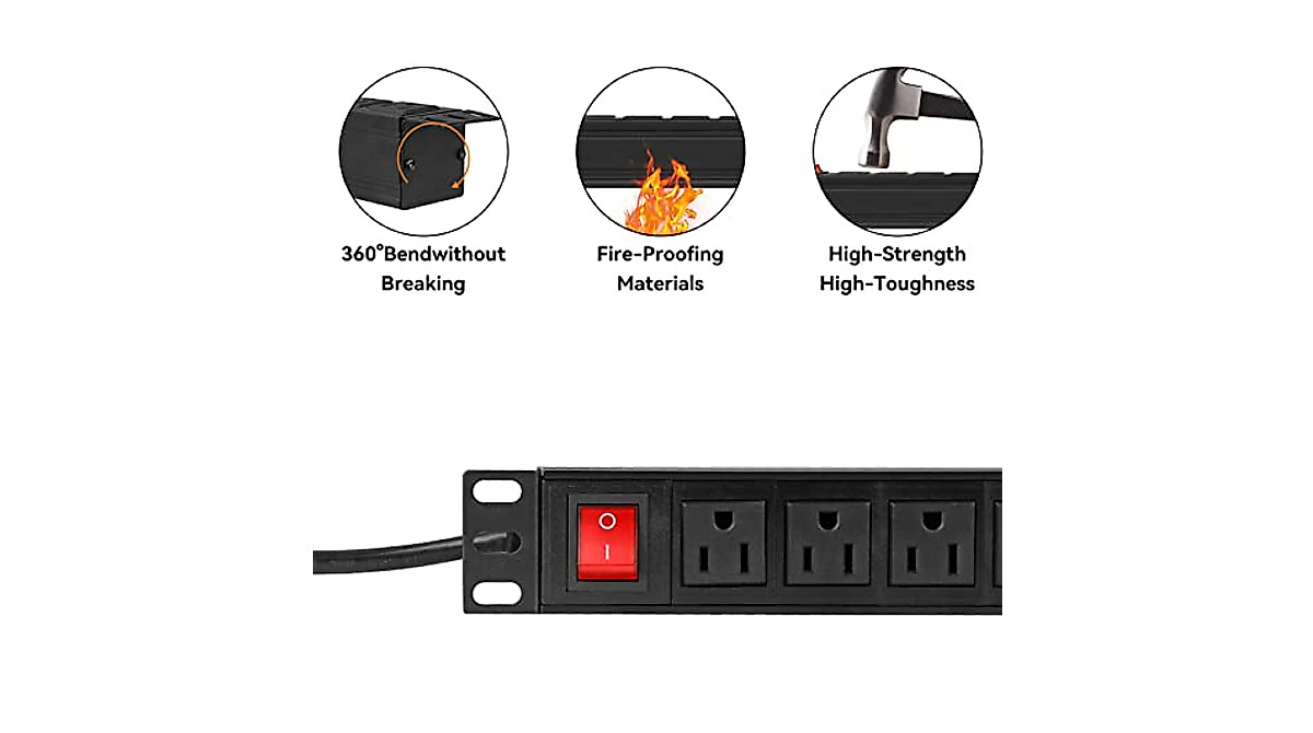 BTU 12 Outlet Metal Rack-Mount Power Strip Surge Protector