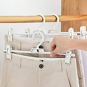 Mvude Cloth Clip Hanger Plastic Pant Hangers Space Saving for Pants Skirts Clothes,White