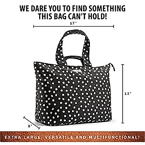 Foundry by Fit + Fresh, All The Things Tote Bag, Luggage, Travel Duffle Bag, Weekender Bags for women, and Beach Bag, B&W Dot extra large