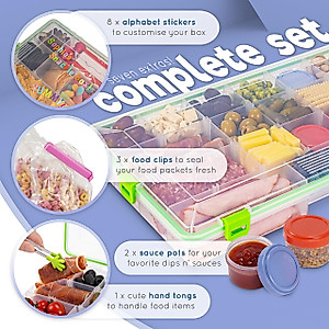 Reel Bites Snackle Box Container for Travel Snack Container - Snackel Box Snack Box Container Snack Tray with Lid Snack Tackle Box for Snacks - Snacklebox Snackle Box Charcuterie Container (Large)