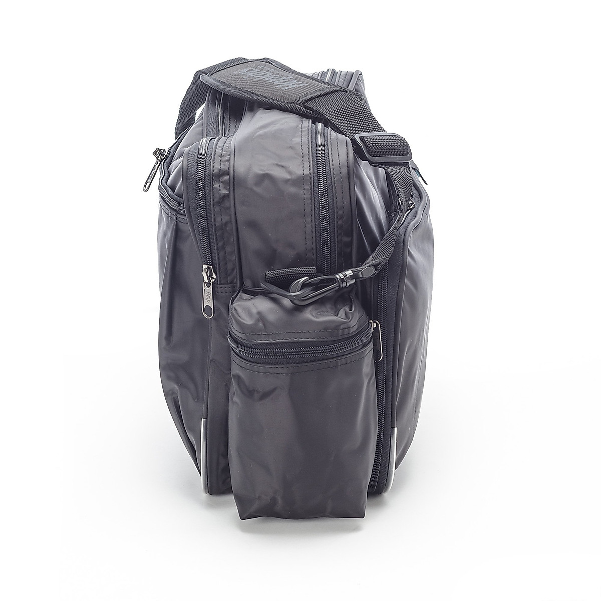 Hopkins Medical Products Original Home Health Shoulder Bag, 70D Waterproof Nylon, Fold-Down Compartment for Easy Access, Adjustable Straps, 14x11x7 inch, Black