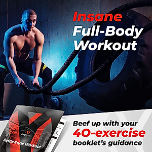 ASU Trainer Poly Dacron Weighted Battle Ropes for Home Gym – Indoor/Outdoor Workout Rope with Sleeve, Heat-Shrink Handles, & Anchor Kit – Exercise Rope for Training/Fitness/Boxing, Army Battle Rope