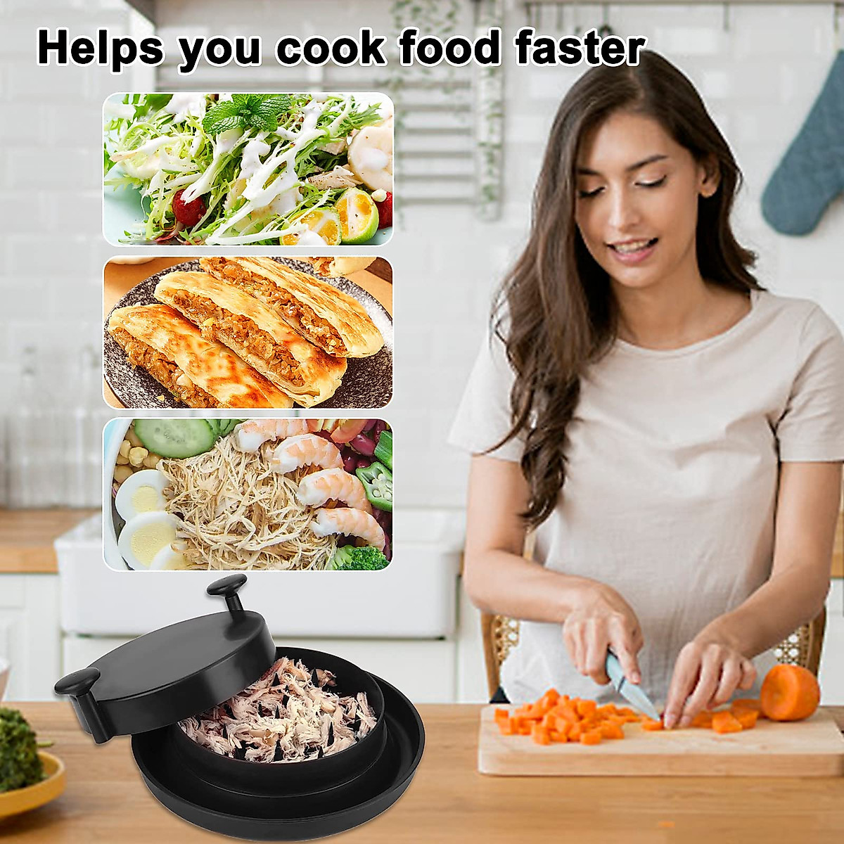 Chicken Shredder, Alternative to Bear Claws Meat Shredder, Meat Shredding Tool with Handles and Non-Skid Base Suitable for Pulled Pork, Beef and Chicken (Gray)