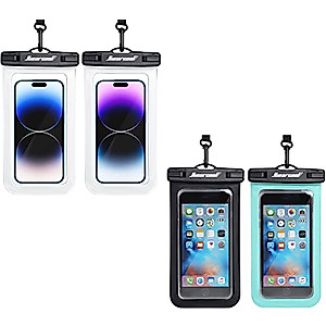 Hiearcool Universal Waterproof Phone Pouch, Waterproof Phone Case Compatible for iPhone 14 13 12 11 Pro Max XS Plus Samsung Galaxy S22 Cellphone Up to 7.2", IPX8 Cellphone Dry Bag for Vacation-4 Pack