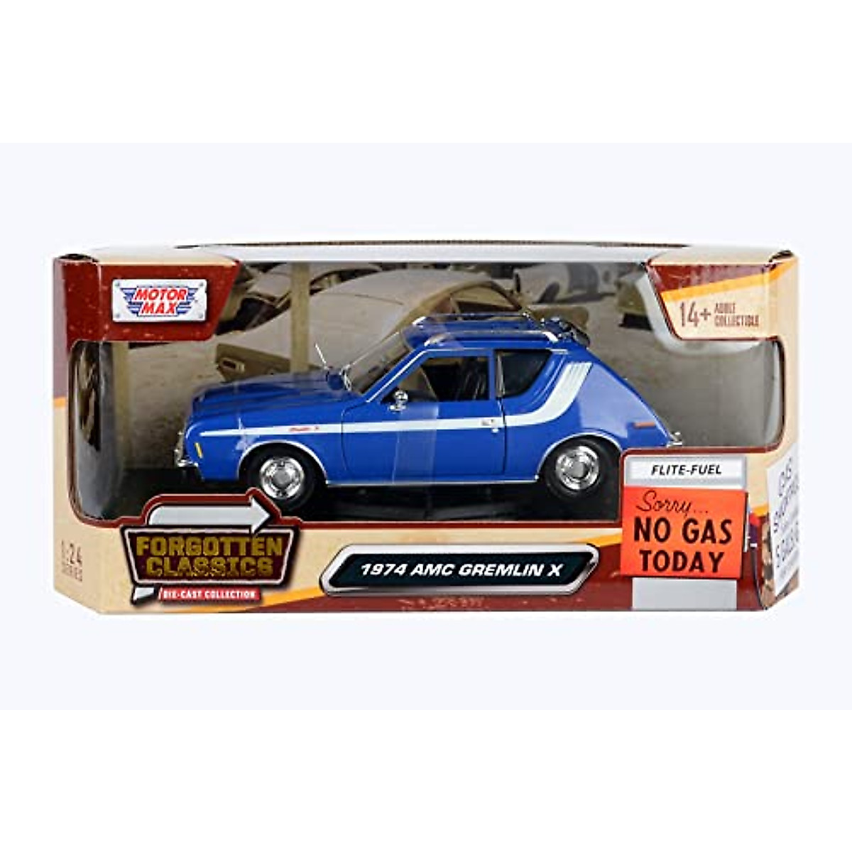 Motormax 1974 AMC Gremlin X 1:24 Scale Diecast Model Forgotten Classics Series 79045 Blue