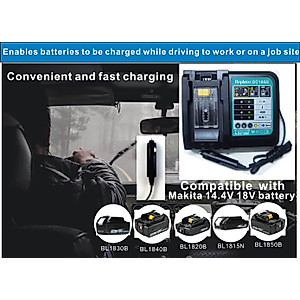 Compaitble with Makita DC18SE Lithium Ion Vehicle Charger,Car Battery Charger, for Battery BL1835B BL1845B BL1845 BL1820 BL1820B BL1815 BL1815B BL1835 BL1840 BL1840B