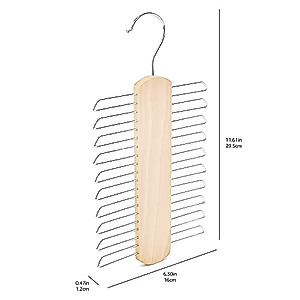 Amazon Basics 20 Bar Wooden Tie Hanger & Belt Rack - Natural, 2-Pack