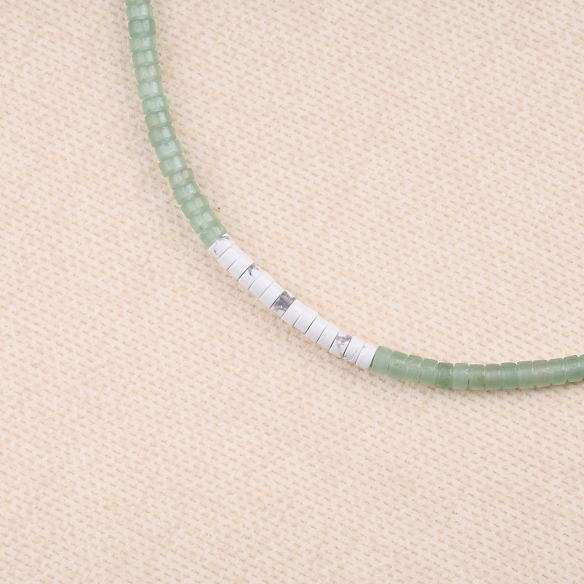 COAI Heishi Howlite Green Aventurine Stone Beaded Choker Necklace for Women