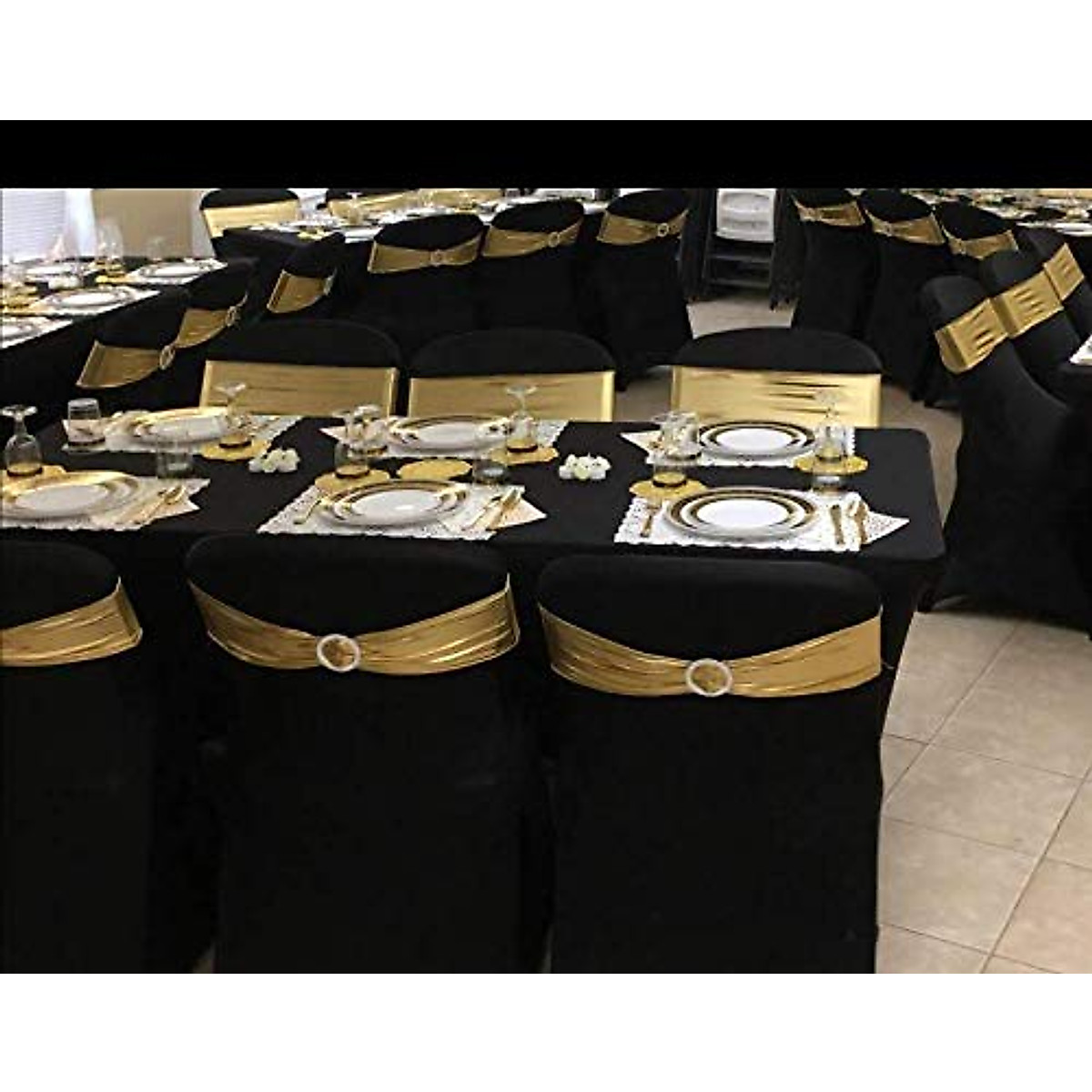 Premium Collection 6ft Tablecloth Rectangular Spandex Linen - Black Table Cloth Fitted Cover for 6 Foot Folding Table, Wedding Linens Banquet Cloths Rectangle Covers (2 Pack)