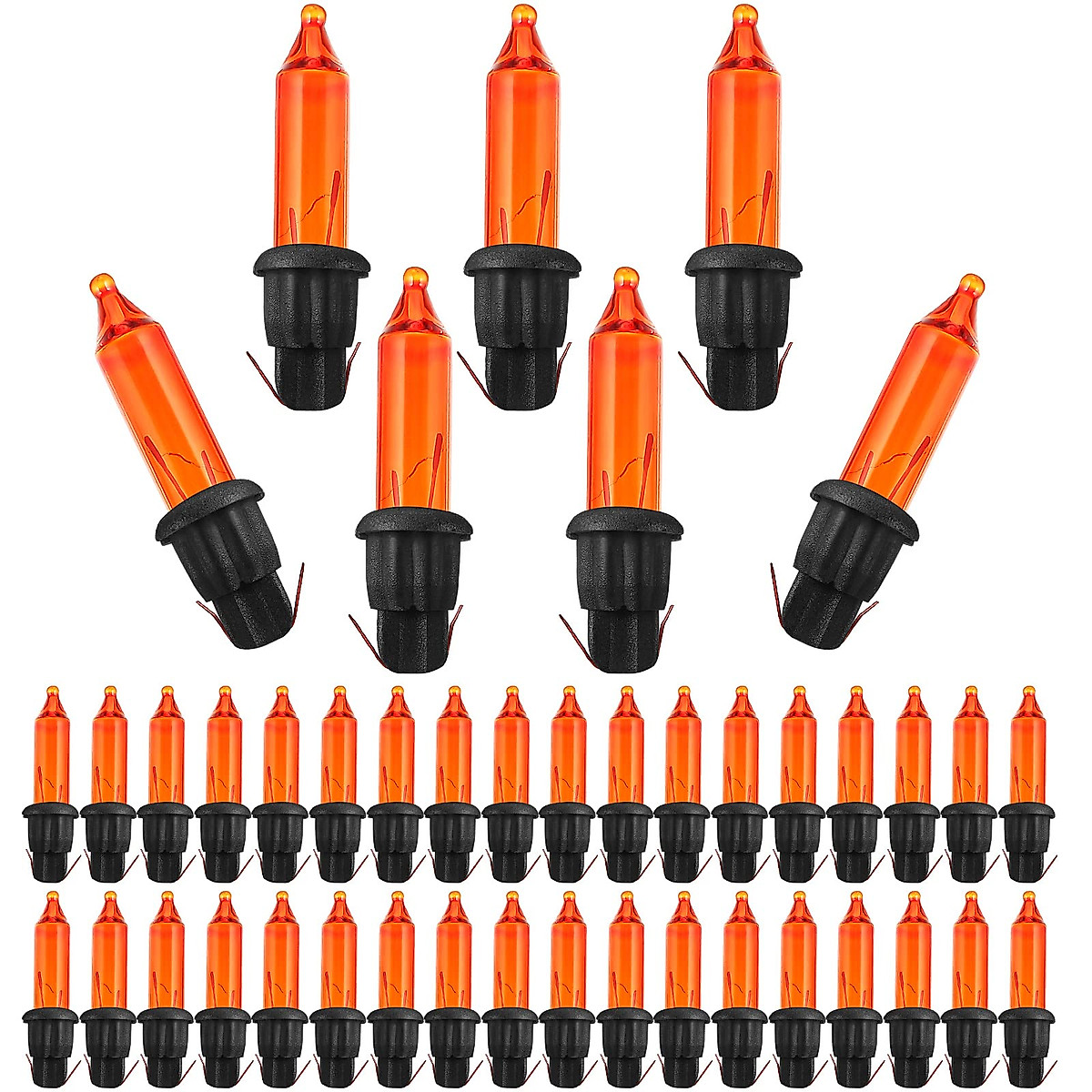 Mudder 200 Pieces 2.5V Replacement Christmas Tree Light Bulbs 50/100/150/200 Count Mini Incandescent Wire String Light Replacement Bulbs for Xmas Tree Decoration(Black Base with Orange Bulb)