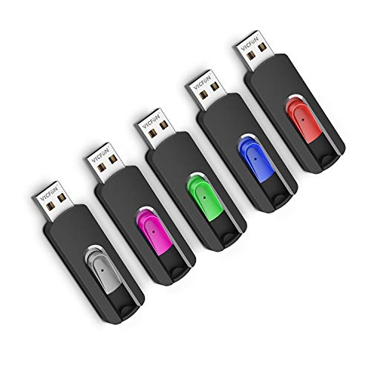 VICFUN 5 Pack 1GB USB Flash Drives USB 2.0 Flash Drive Slide Retractable USB Memory Stick 1G Data Storage
