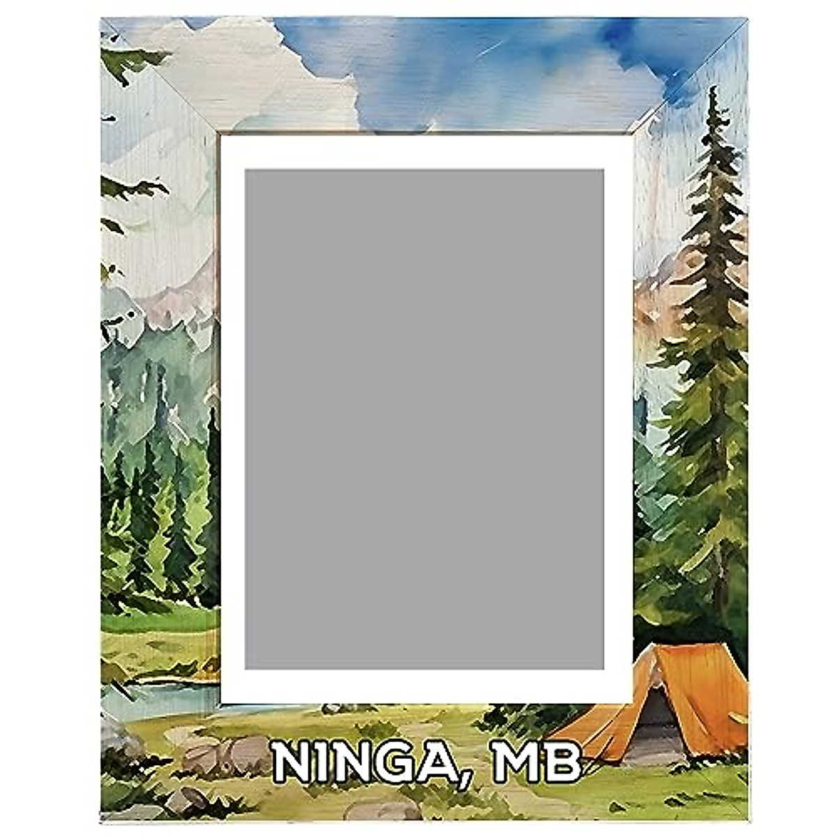 R and R Imports Ninga Manitoba Souvenir Wooden Photo Frame Camping Tent Design Vertical