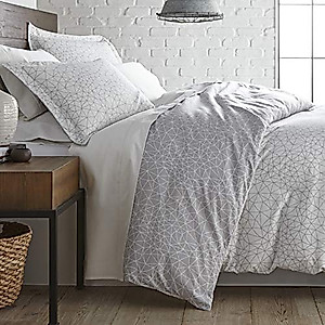 Geometric Maze Collection - Premium Quality, Soft, Wrinkle, Fade, & Stain Resistant, Easy Care, Oversized Duvet Cover Set, King / California King, Grey
