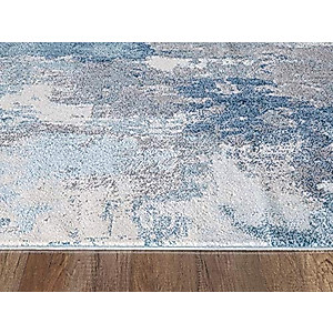 LUXE WEAVERS Rug Nuvola 8722 Blue Distressed Abstract Area Rug 2x3
