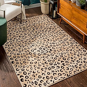 Well Woven Dulcet Leopard Black Ivory Animal Print 7'10" x 9'10" Area Rug