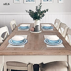 AELS Melamine Dinnerware Set of 12 Pcs Dinner Dishes Set for Indoor and Outdoor Use, Dishwasher Safe, Lightweight Unbreakable, BPA Free, Light Blue