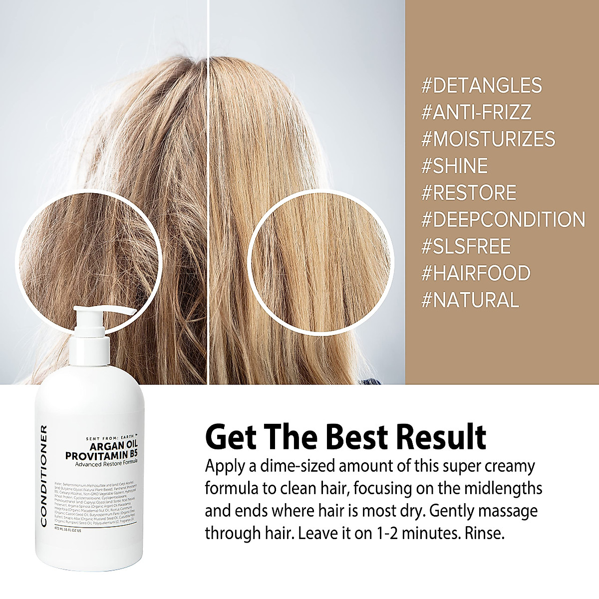 Sent From Earth Argan Oil Provitamin B5 Advanced Restore Formula 16oz.