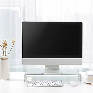 Progressive Desk - Long Slim Aluminium Monitor Riser - 19.7" x 8.3" x 2.5" - Weight Capacity 44 lbs - Non-Slip Silicon Pads