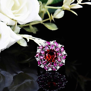 Uilita 14K Gold Plated Gorgeous Flower Cubic Zirconia Ring | Round Milgrain Eternity Open Size | White Gold Rings for Women Gift (A)